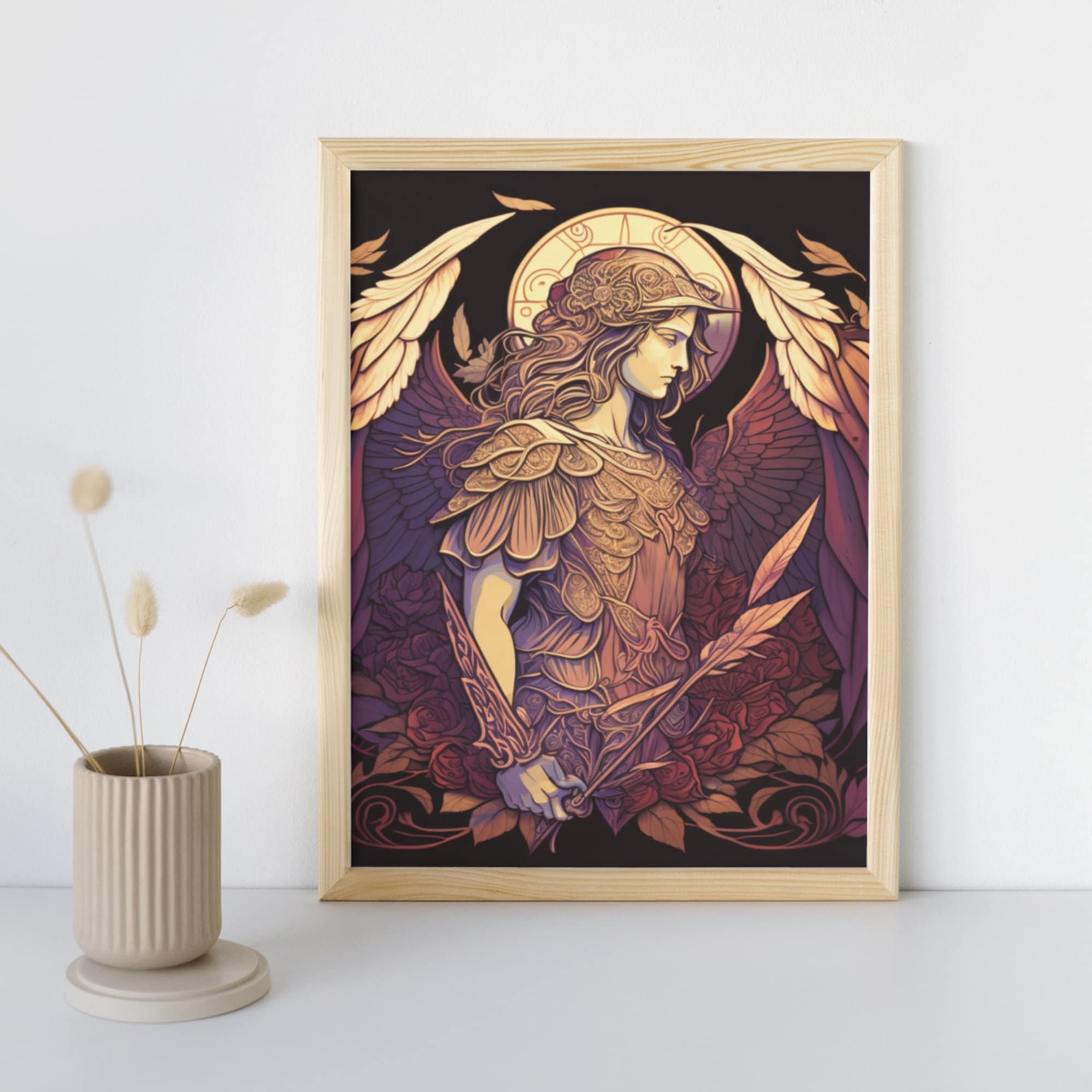 Archangel Jeremiel Printable Angel Wall Art in 4 Sizes and Phone Wallpaper Digital Angelic Art ...