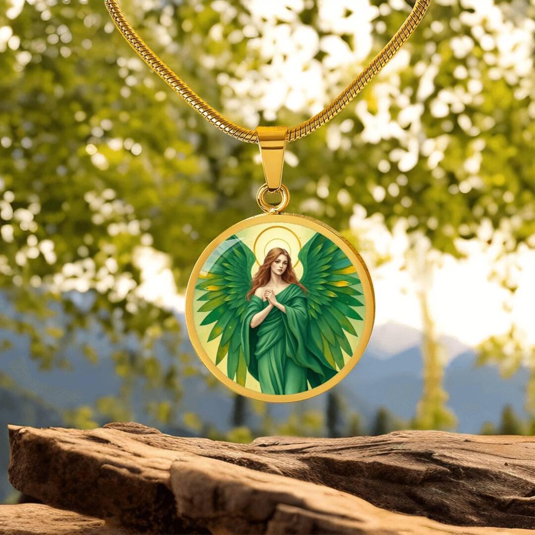 18k Gold Plated Archangel Haniel Necklace, Custom Engraving, Guardian ...