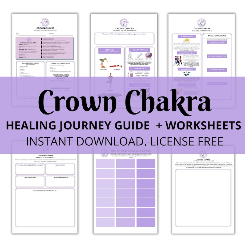 Crown Chakra Healing Guide Printable Worksheets Chakra Printable ...