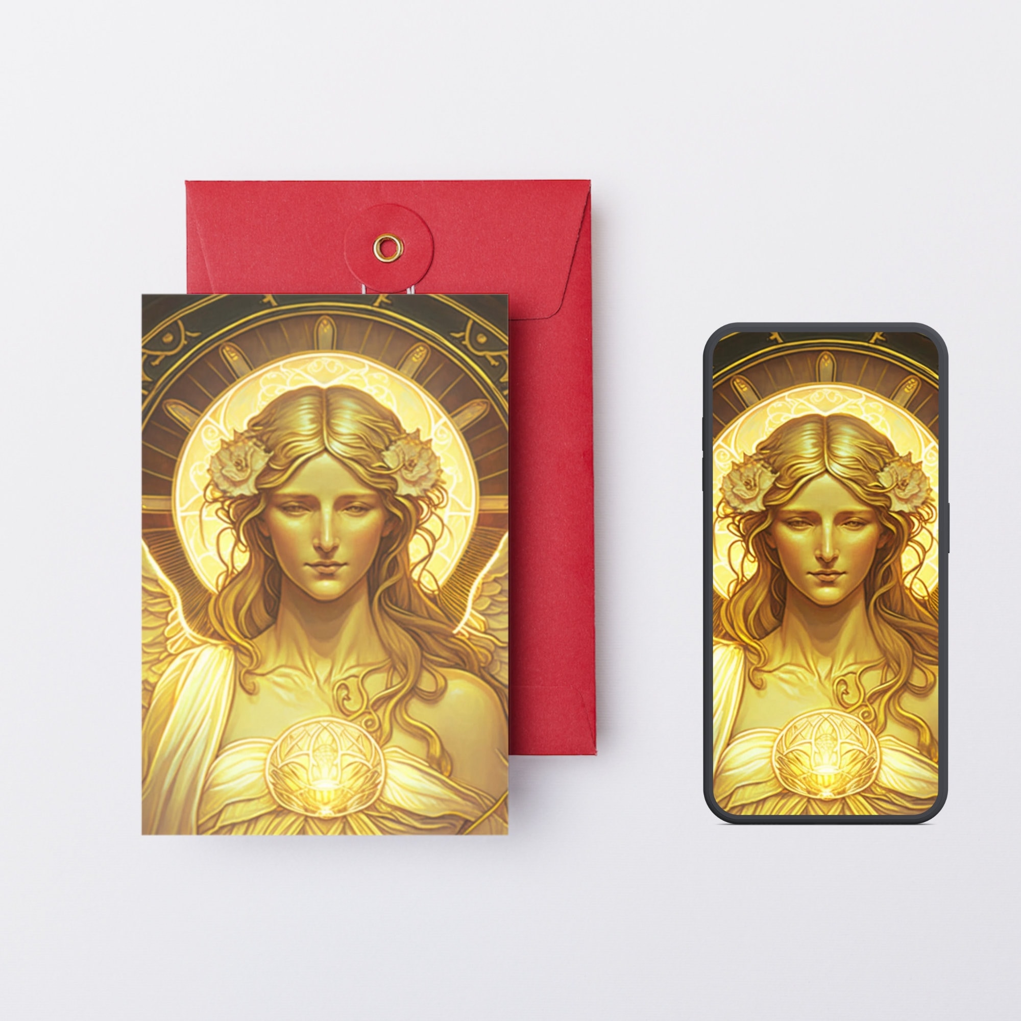 Archangel Jophiel Printable Angel Wall Art in 4 Sizes and Phone Wallpaper Digital Angelic Art ...