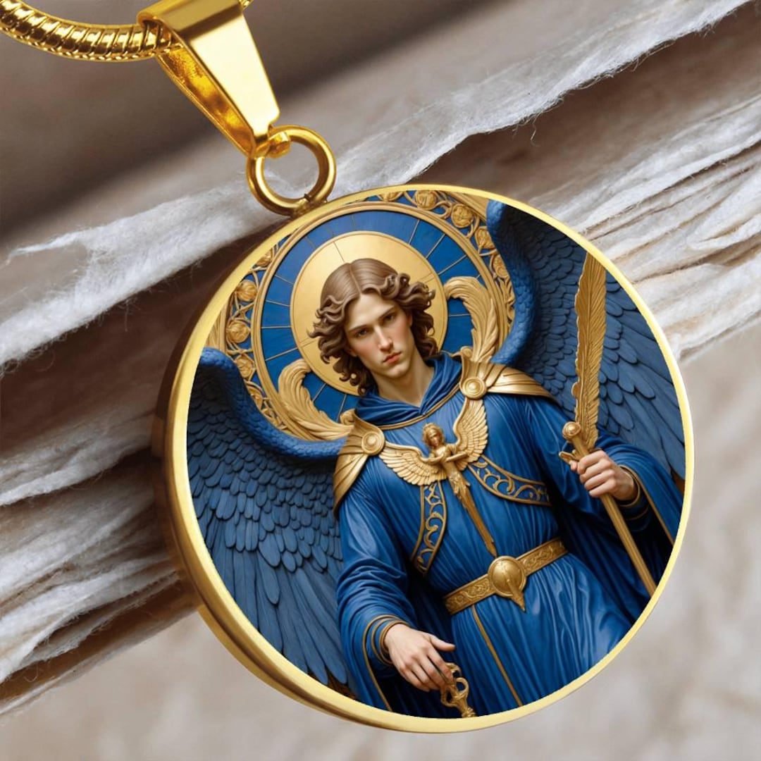 18k Gold Archangel Michael Necklace Angel Jewelry Guardian Angel ...
