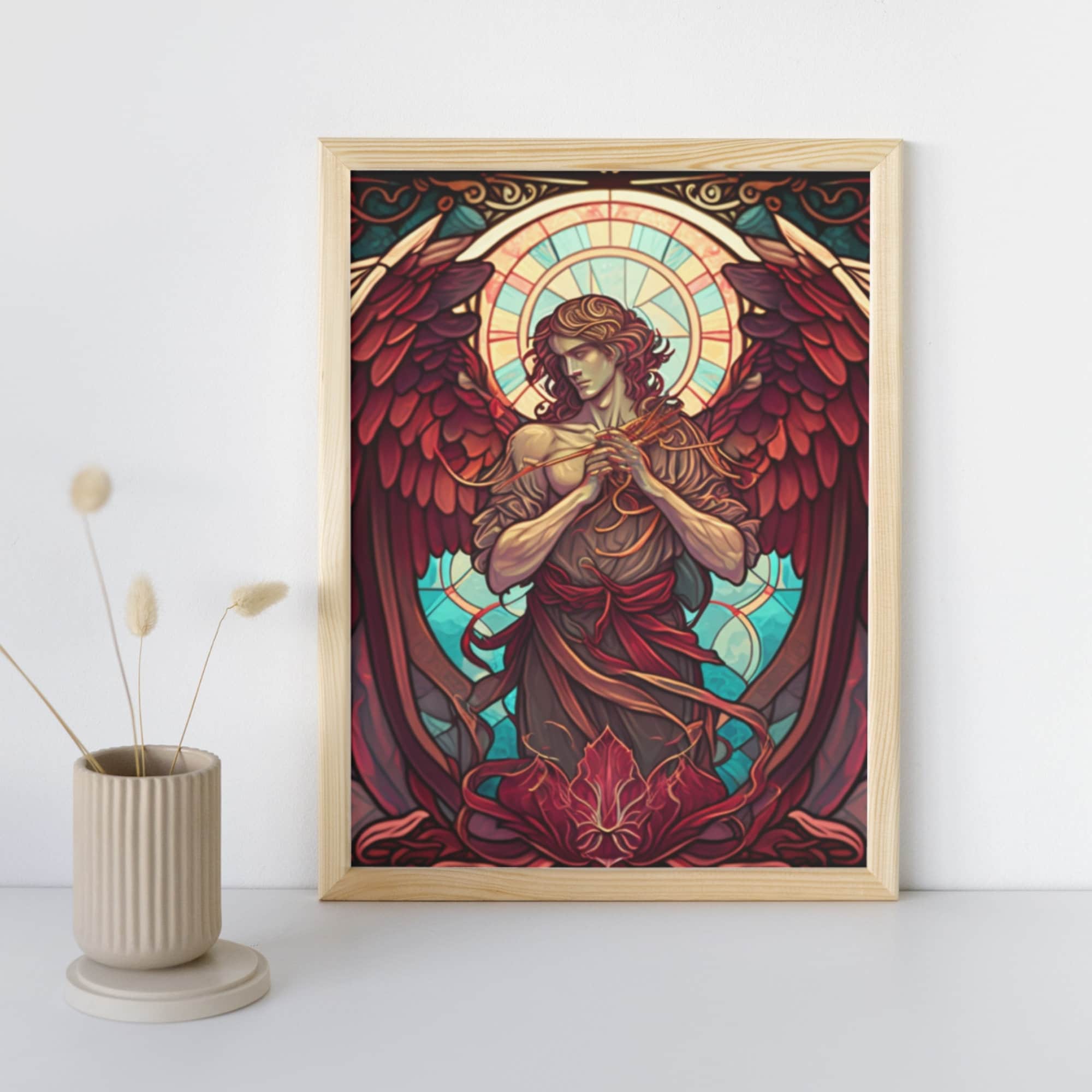 Archangel Uriel Angel Wall Art in 4 Sizes and Phone Wallpaper Digital ...
