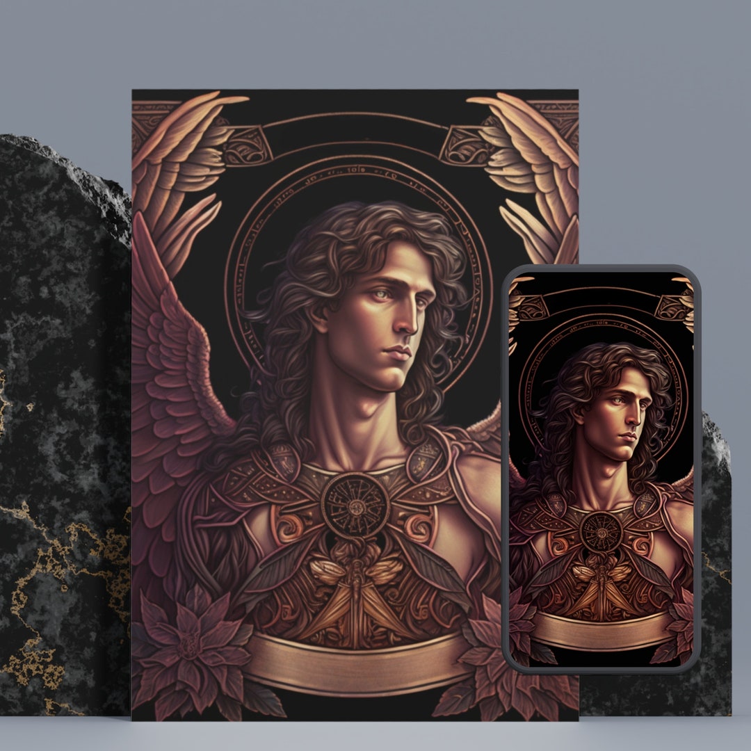 Archangel Michael Printable Angel Wall Art in 4 Sizes and Phone Wallpaper Digital Angelic Art ...