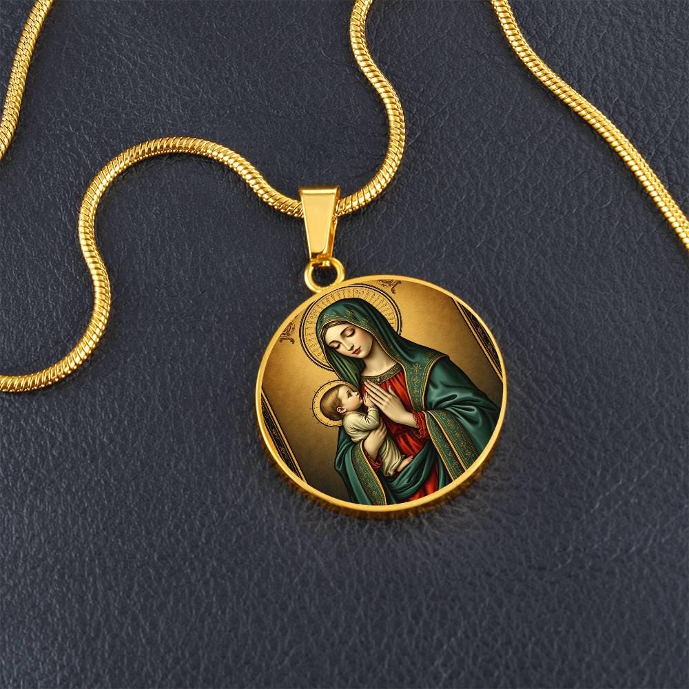 Mother of Perpetual Help Necklace - 18k Yellow Gold Plated Mother Mary ...