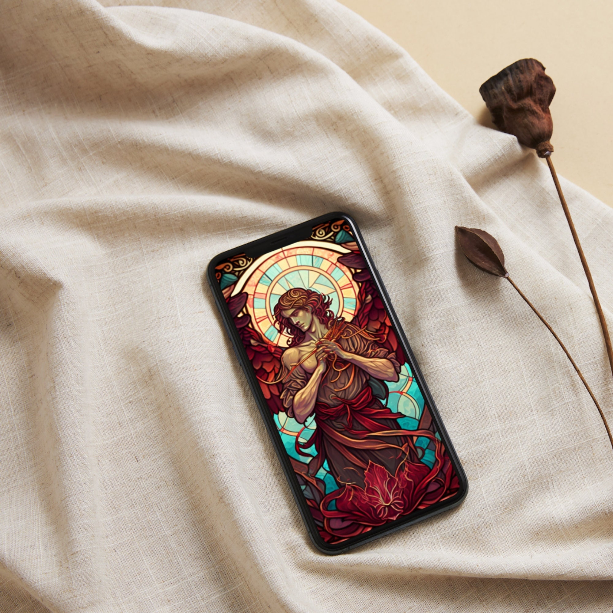 Archangel Uriel Angel Wall Art in 4 Sizes and Phone Wallpaper Digital ...