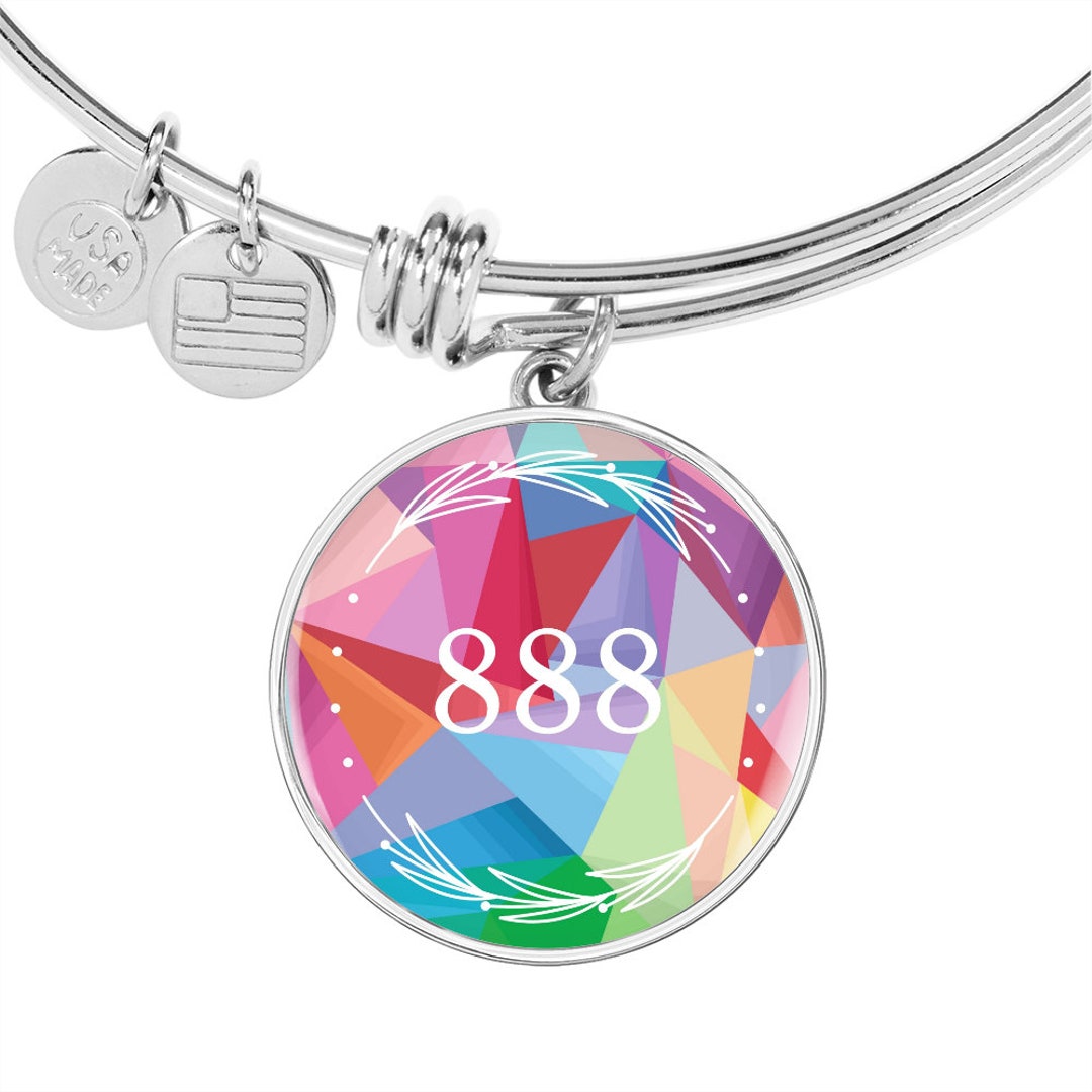 Angel Number 888 Rainbow Graphic Gold Bangle or Silver Bangle Bracelet ...