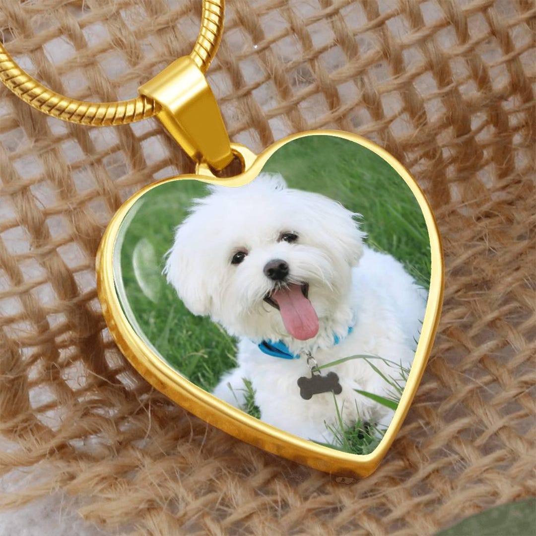 Custom Dog Photo Heart Necklace, Dog Lover Gift, Custom Pet Pendant ...