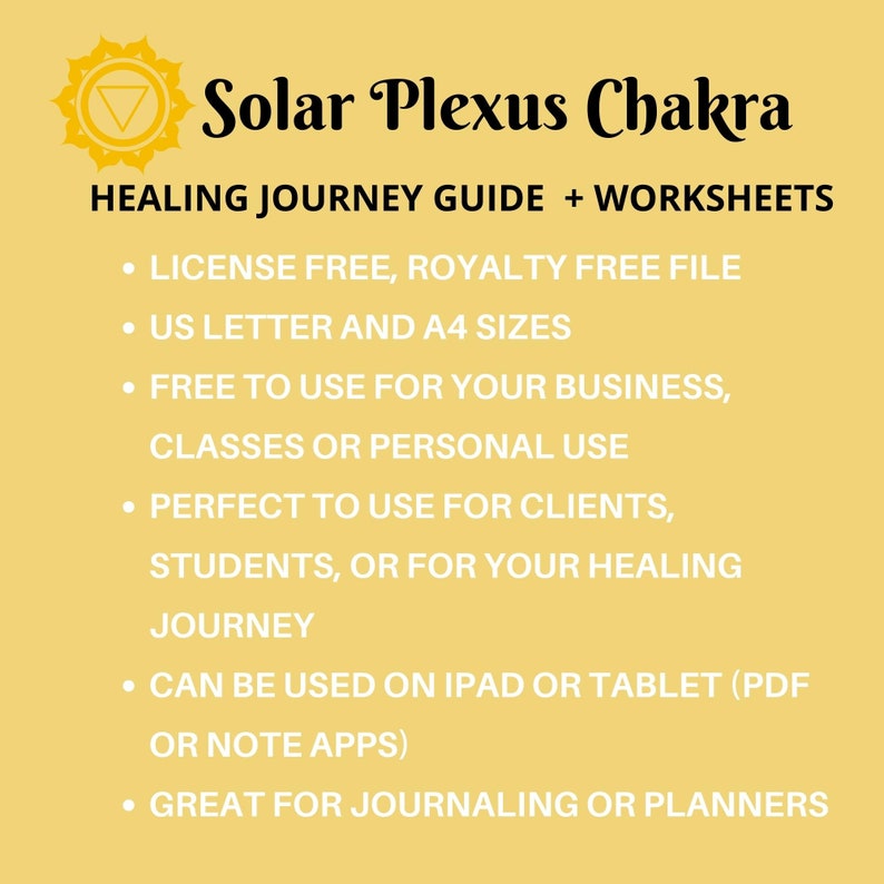 Solar Plexus Chakra Healing Guide Printable Worksheet Chakra Printable ...