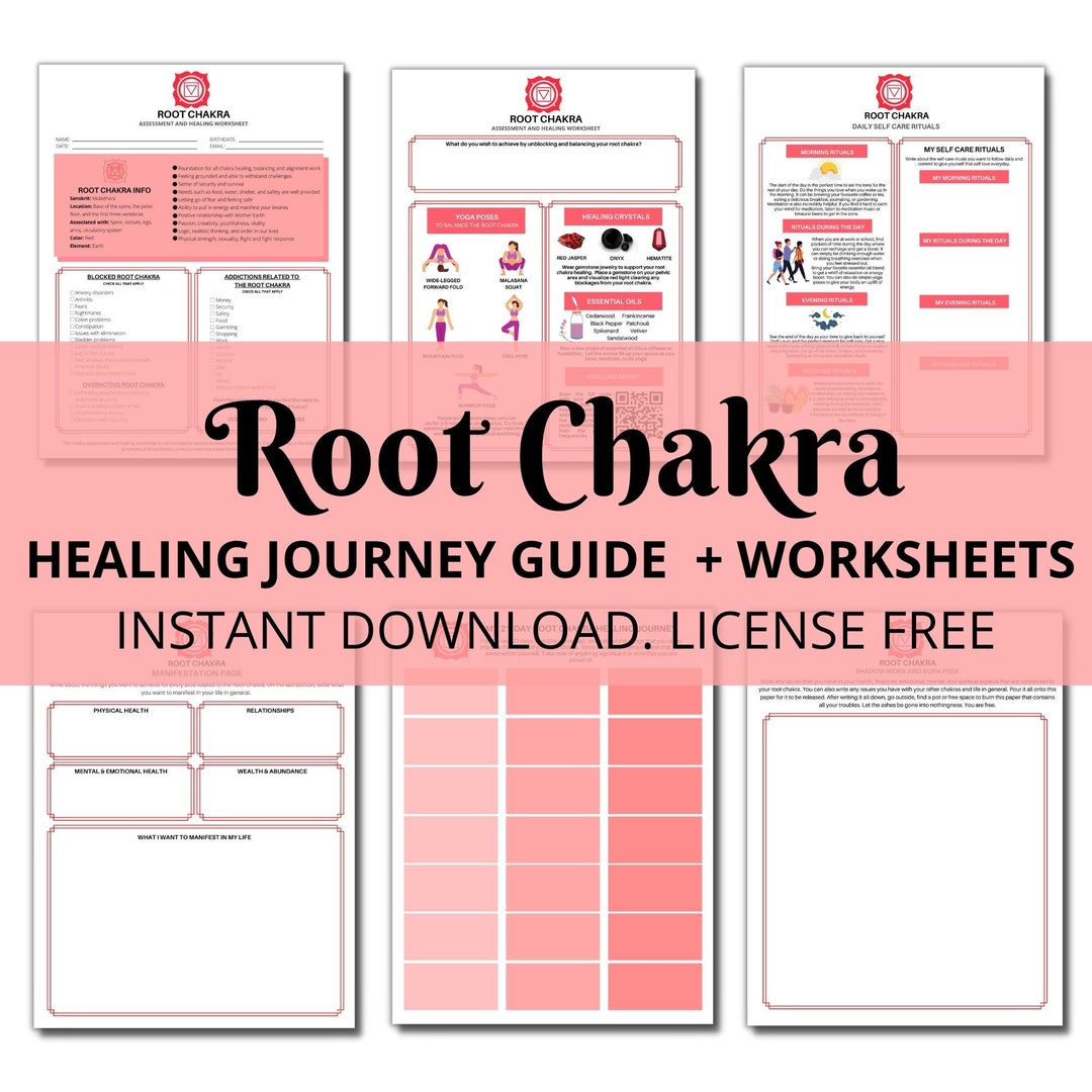 Root Chakra Healing Guide Printable Worksheets Chakra Printable Healing ...