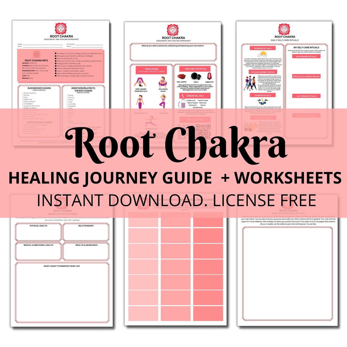 Root Chakra Healing Guide Printable Worksheets Chakra Printable Healing ...