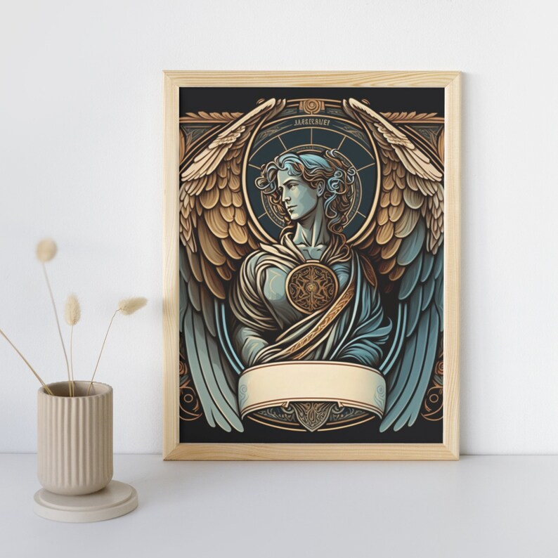 Archangel Gabriel Printable Angel Wall Art in 4 Sizes and Phone Wallpaper Digital Angelic Art ...
