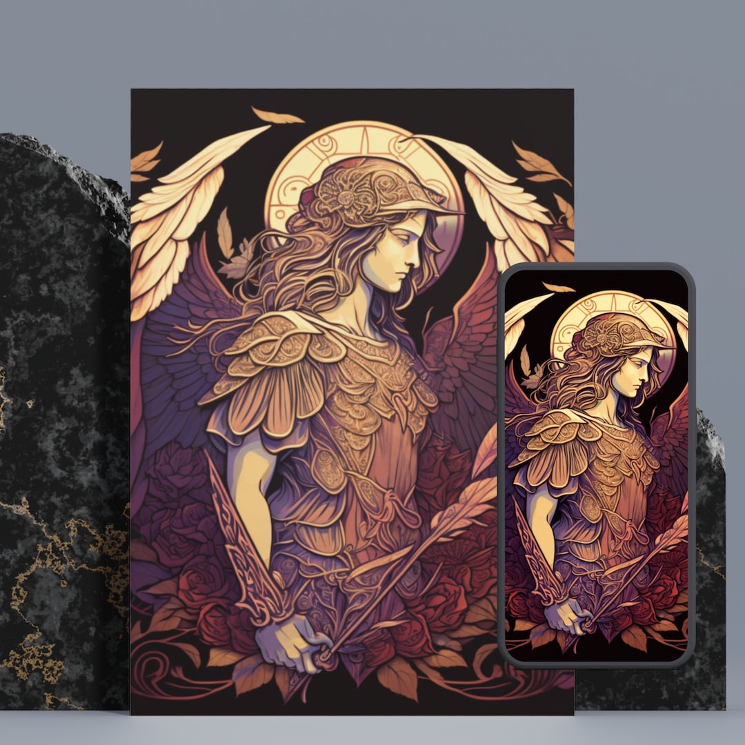 Archangel Jeremiel Printable Angel Wall Art in 4 Sizes and Phone Wallpaper Digital Angelic Art ...