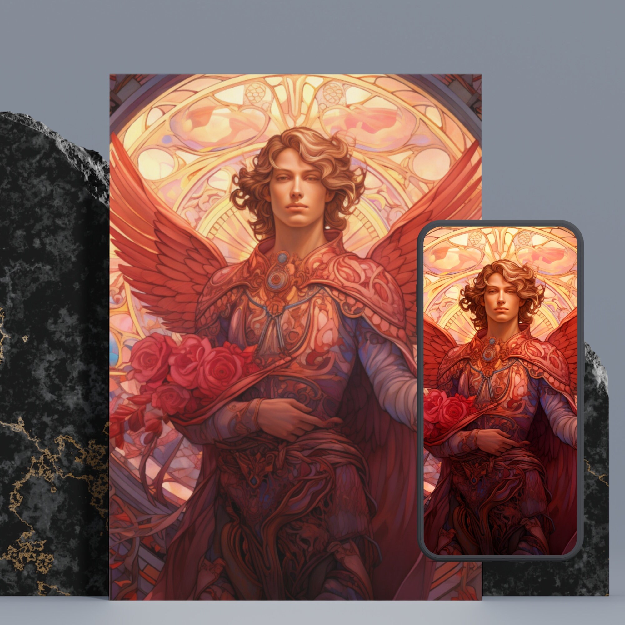 Angel of Love Printable Angel Wall Art in 4 Sizes and Phone Wallpaper ...