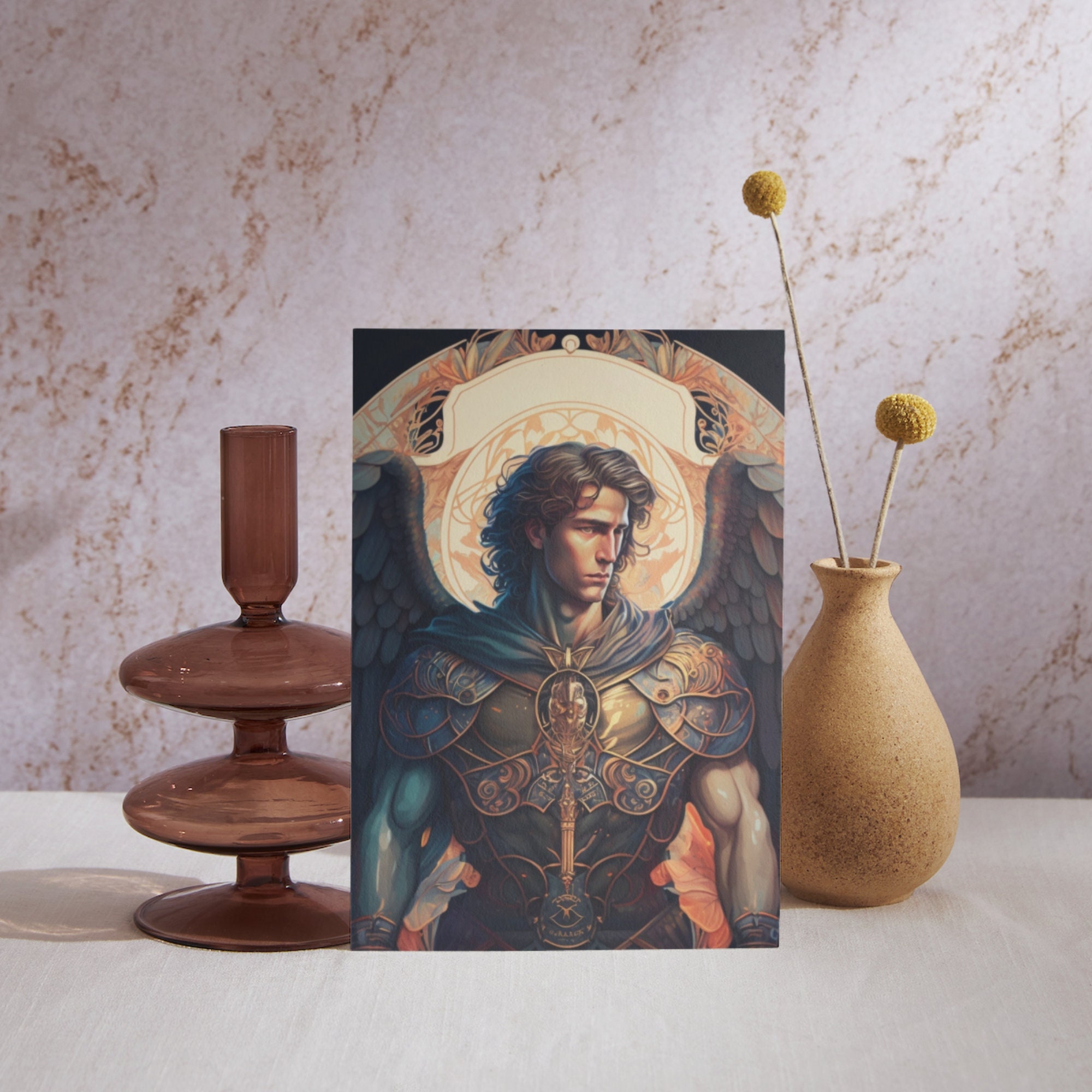 Archangel Michael Printable Angel Wall Art in 4 Sizes and Phone Wallpaper Digital Angelic Art ...