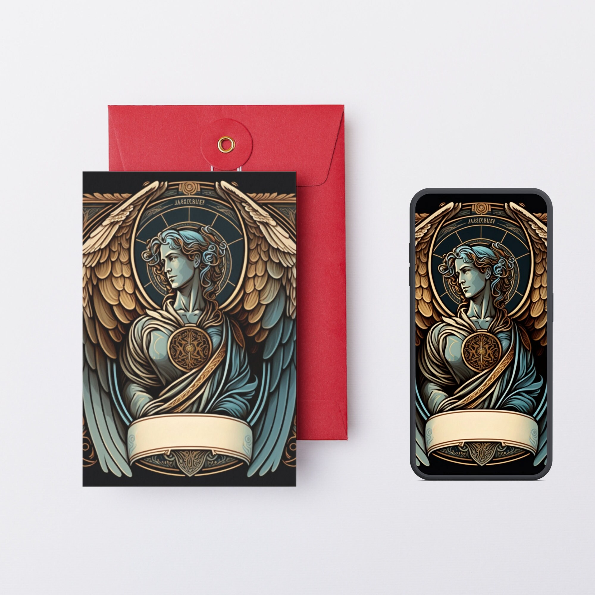 Archangel Gabriel Printable Angel Wall Art in 4 Sizes and Phone Wallpaper Digital Angelic Art ...