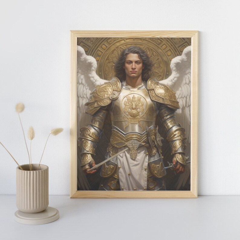 Archangel Gabriel Printable Angel Wall Art in 4 Sizes and Phone Wallpaper Digital Angelic Art ...