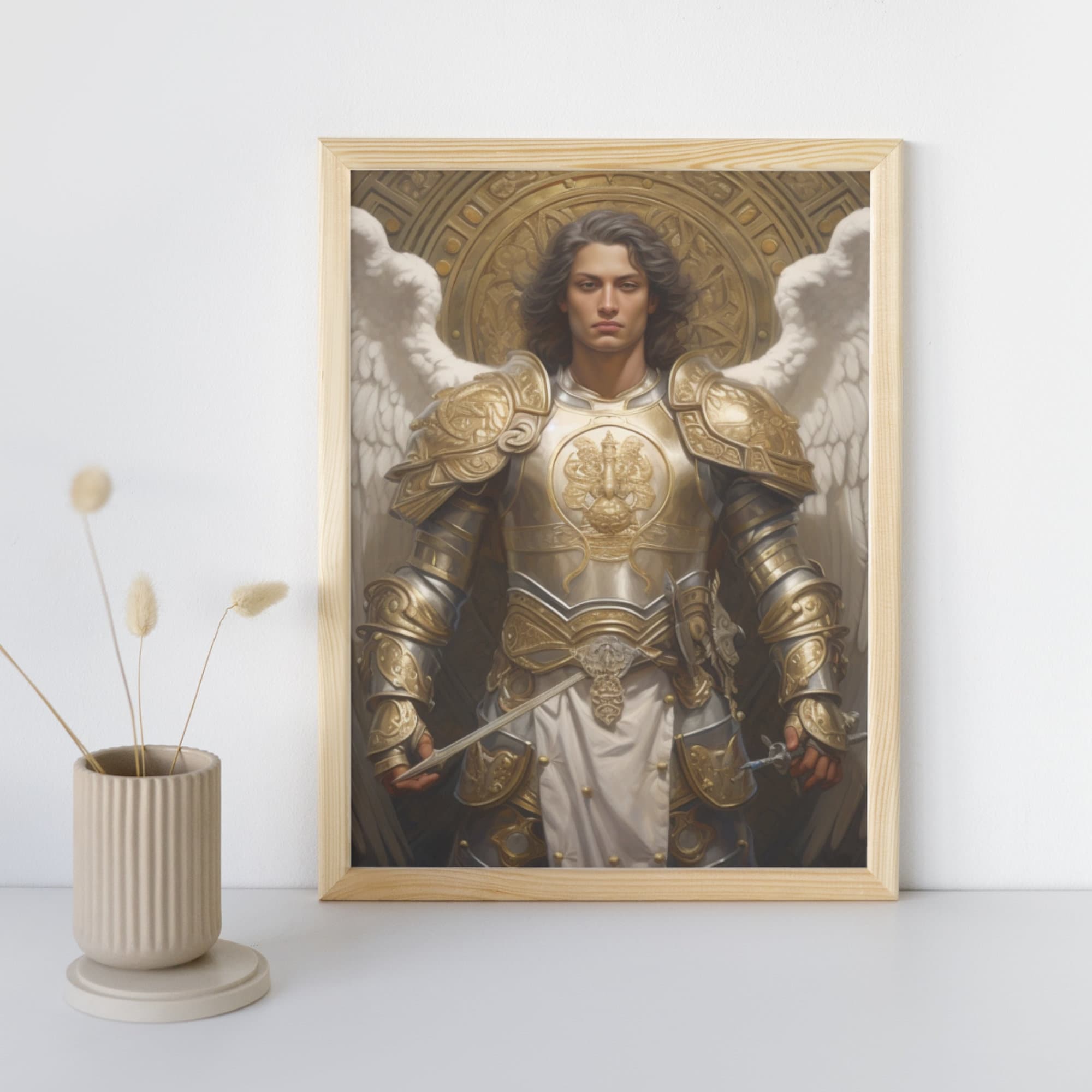 Archangel Gabriel Printable Angel Wall Art in 4 Sizes and Phone Wallpaper Digital Angelic Art ...