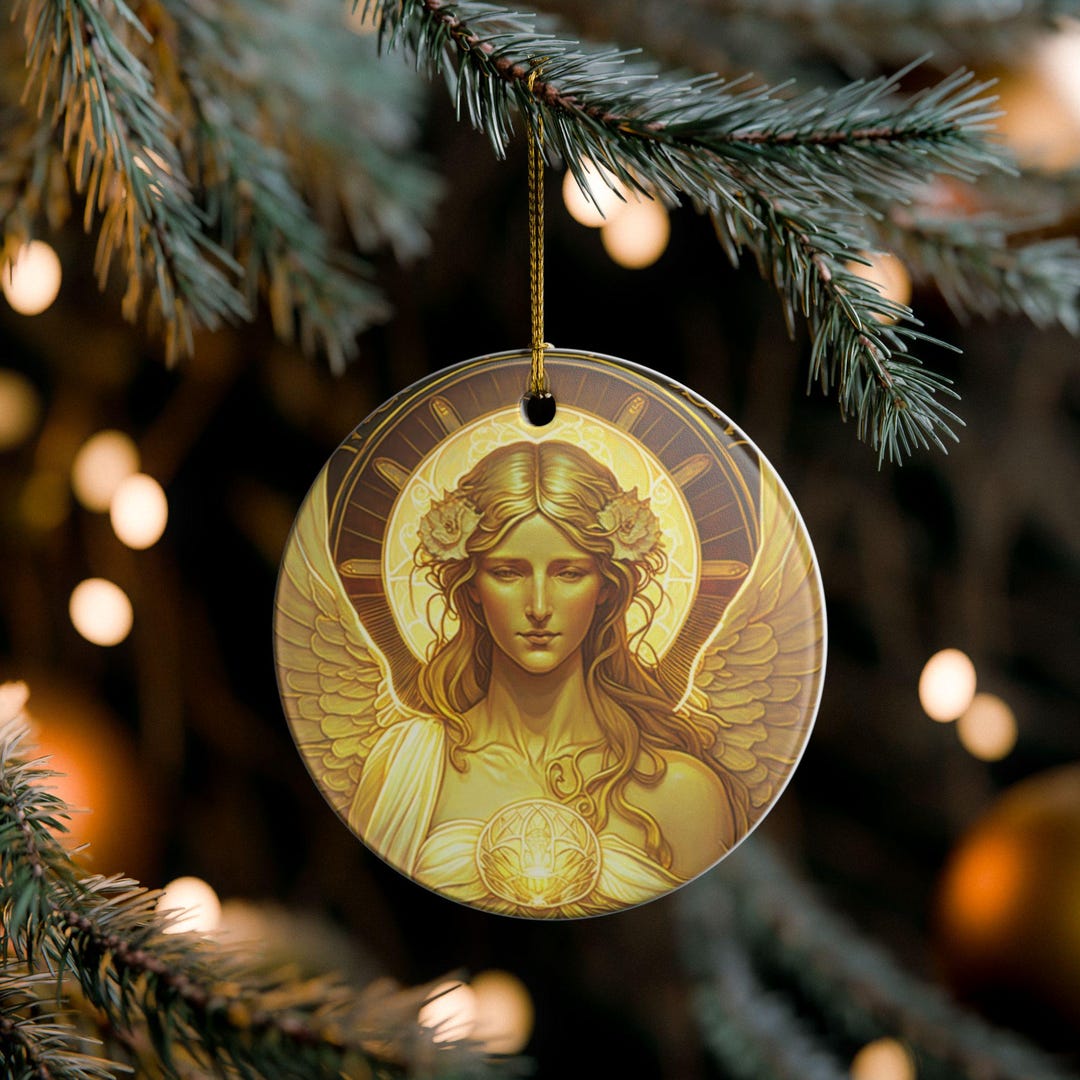 Archangel Haniel Holiday Decor, Golden Angel Illustration Ornament ...
