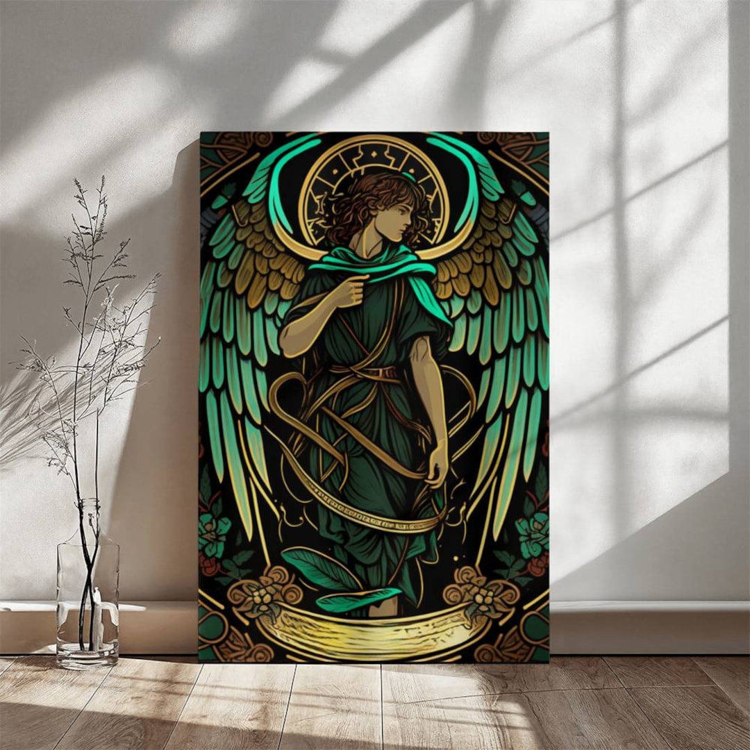 Archangel Raphael Angelic Aura Art Nouveau Canvas - Divine Archangel ...