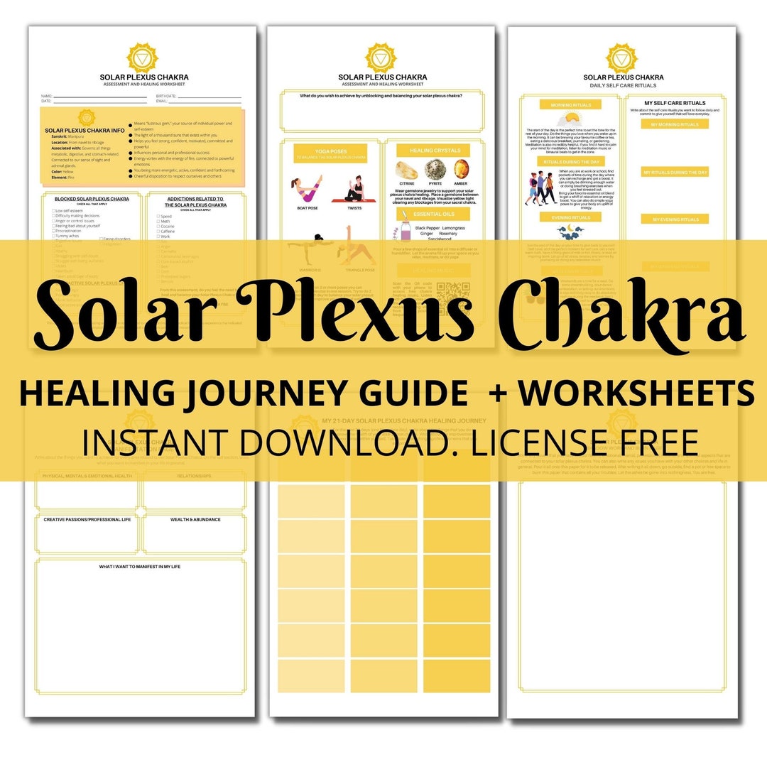 Solar Plexus Chakra Healing Guide Printable Worksheet Chakra Printable ...