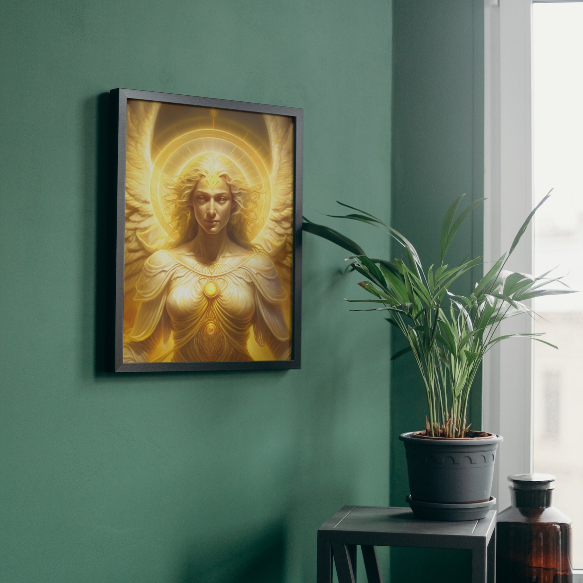 Archangel Jophiel Printable Angel Wall Art in 4 Sizes and Phone Wallpaper Digital Angelic Art ...