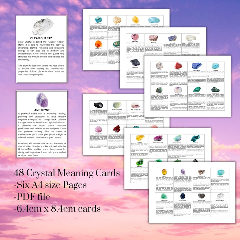 Printable Crystal Meanings Cards | 48 Crystal Healing and Wellness ...