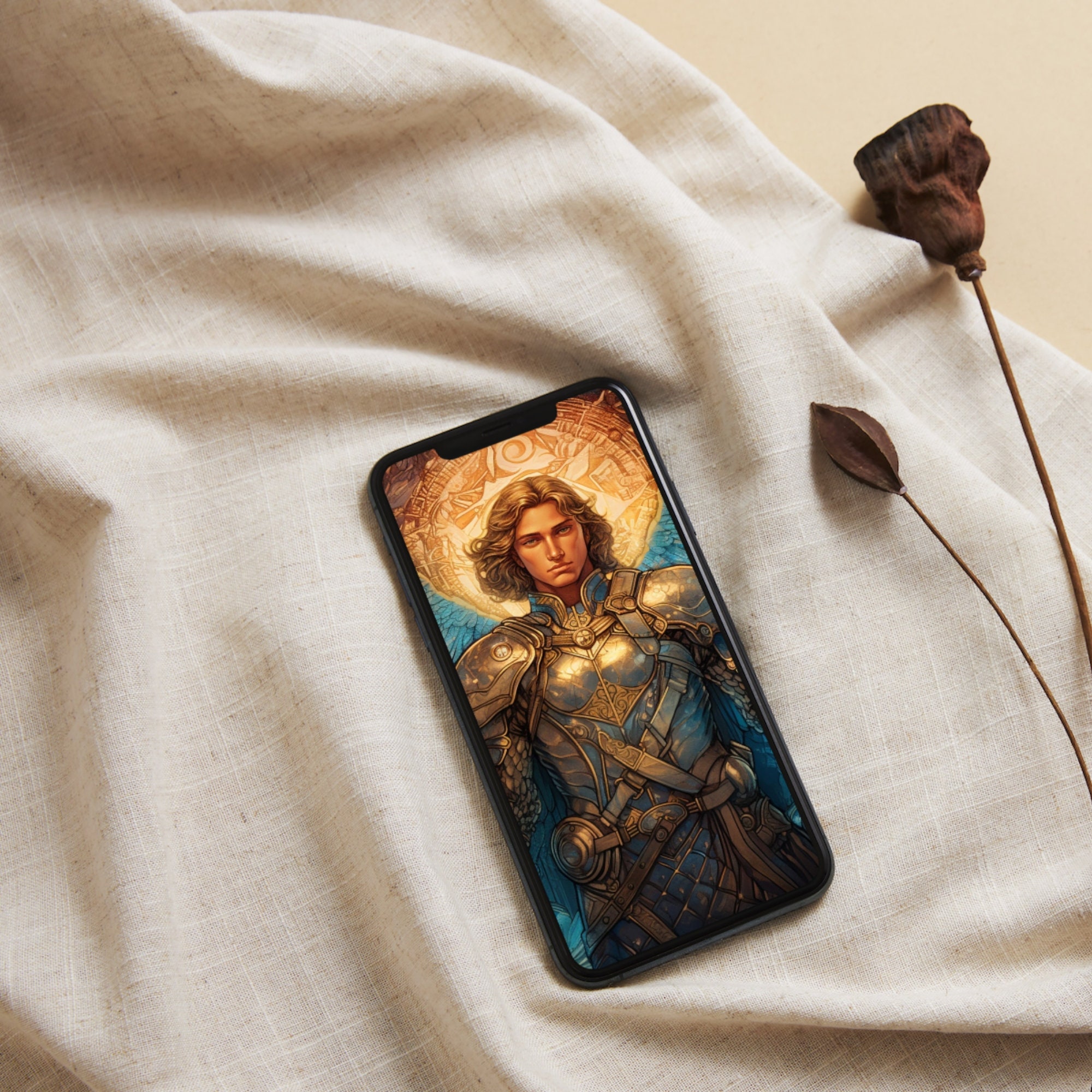 Archangel Michael Printable Angel Wall Art in 4 Sizes and Phone Wallpaper Digital Angelic Art ...