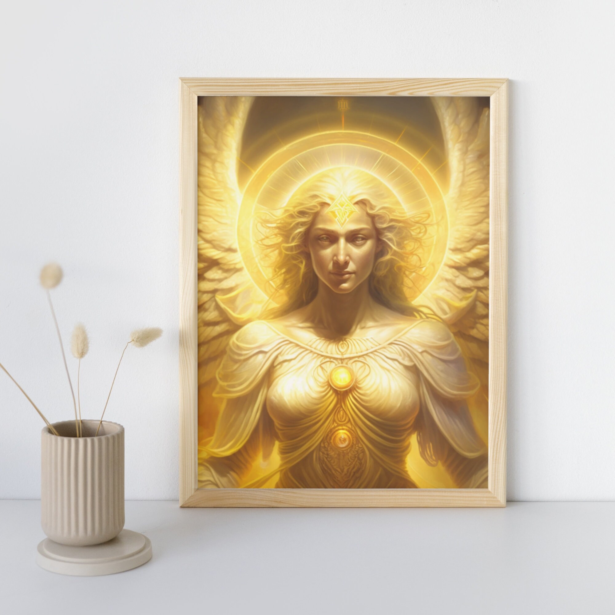 Archangel Jophiel Printable Angel Wall Art in 4 Sizes and Phone Wallpaper Digital Angelic Art ...