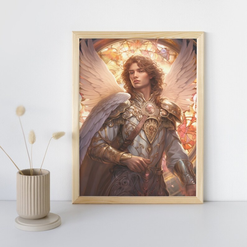 Archangel Chamuel Angel Wall Art in 4 Sizes and Phone Wallpaper Digital Angelic Art Printable ...