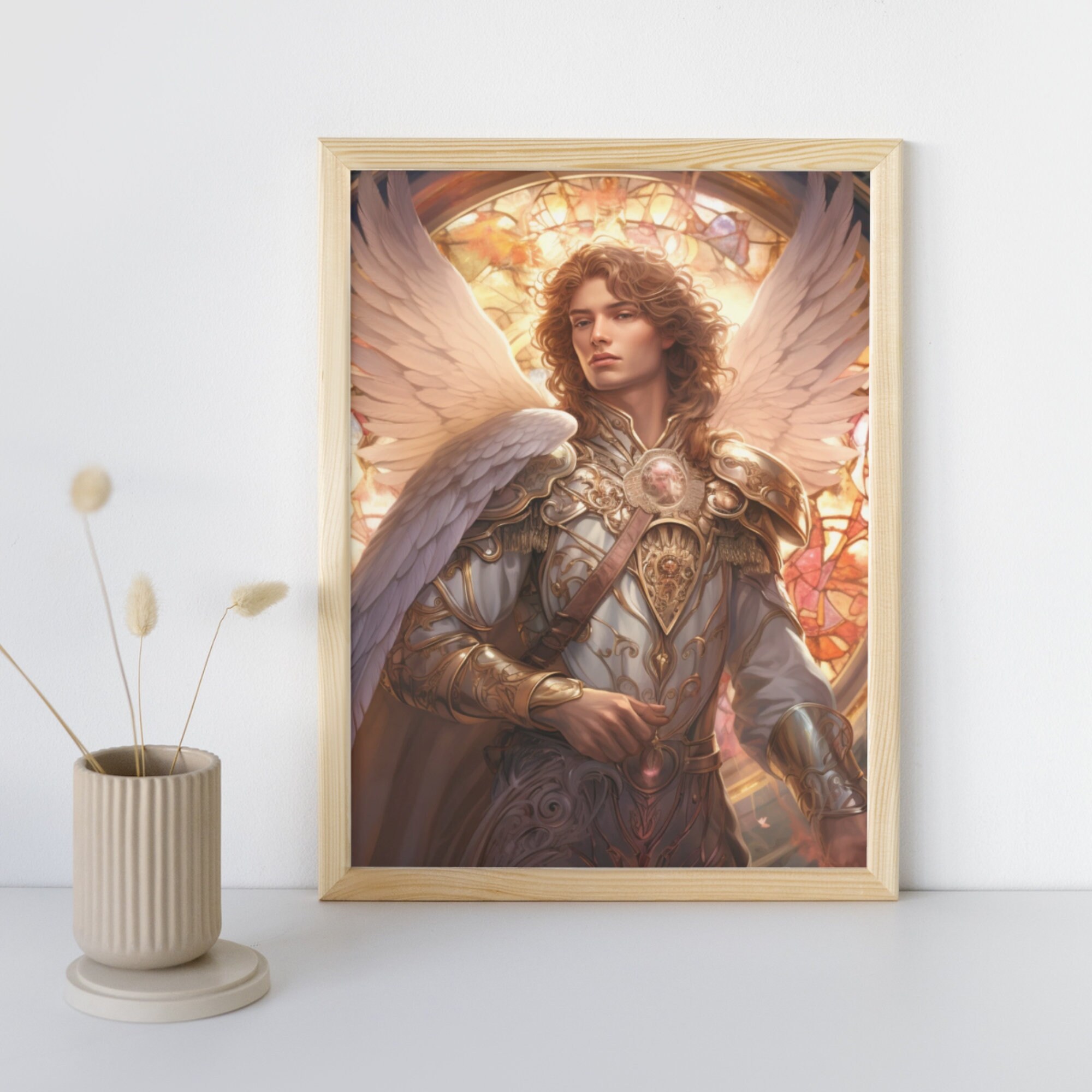 Archangel Chamuel Angel Wall Art in 4 Sizes and Phone Wallpaper Digital Angelic Art Printable ...