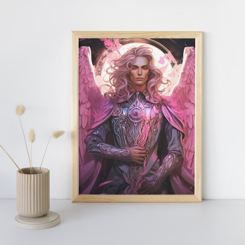 Archangel Chamuel Printable Angel Wall Art in 4 Sizes and Phone Wallpaper Digital Angelic Art ...