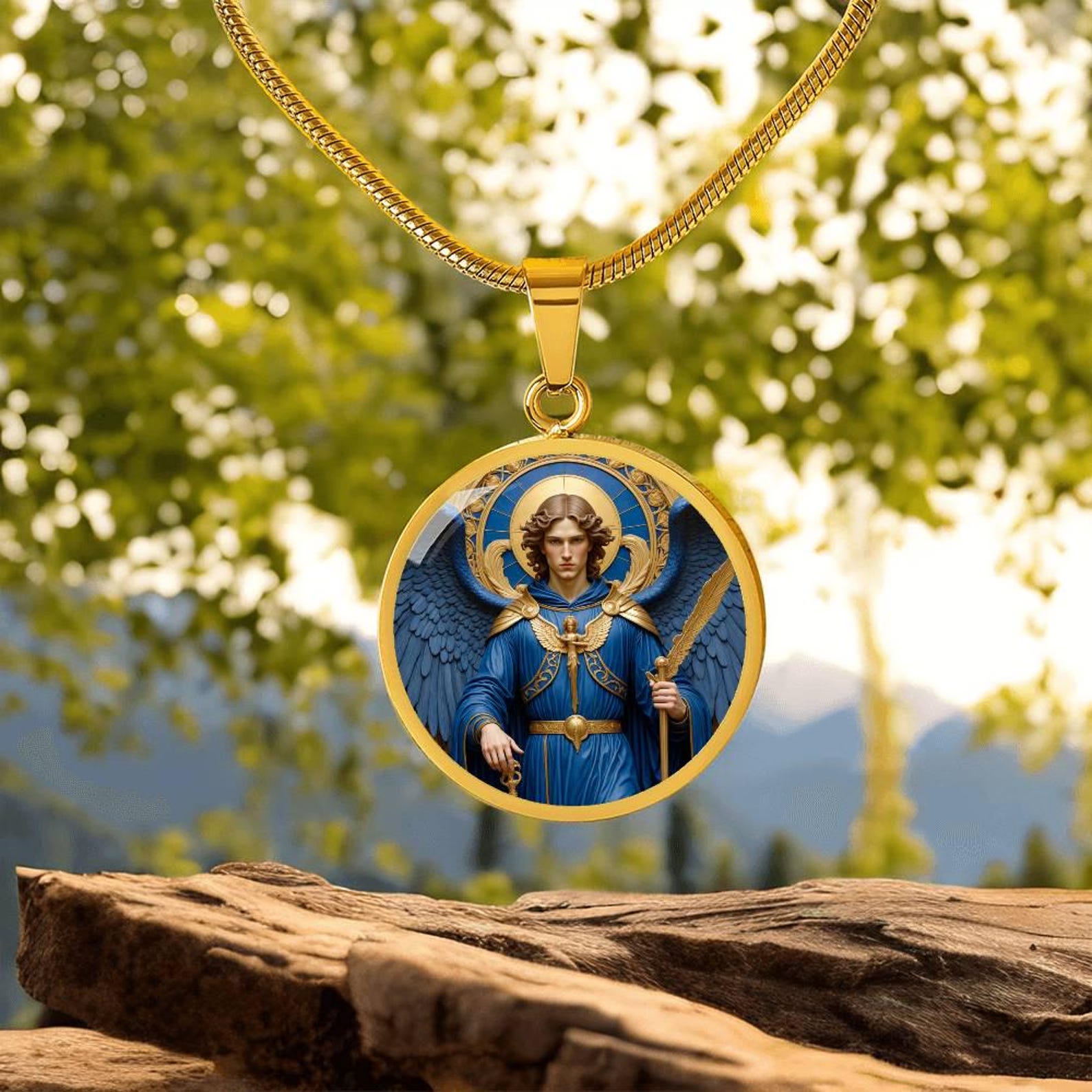 18k Gold Archangel Michael Necklace Angel Jewelry Guardian Angel ...