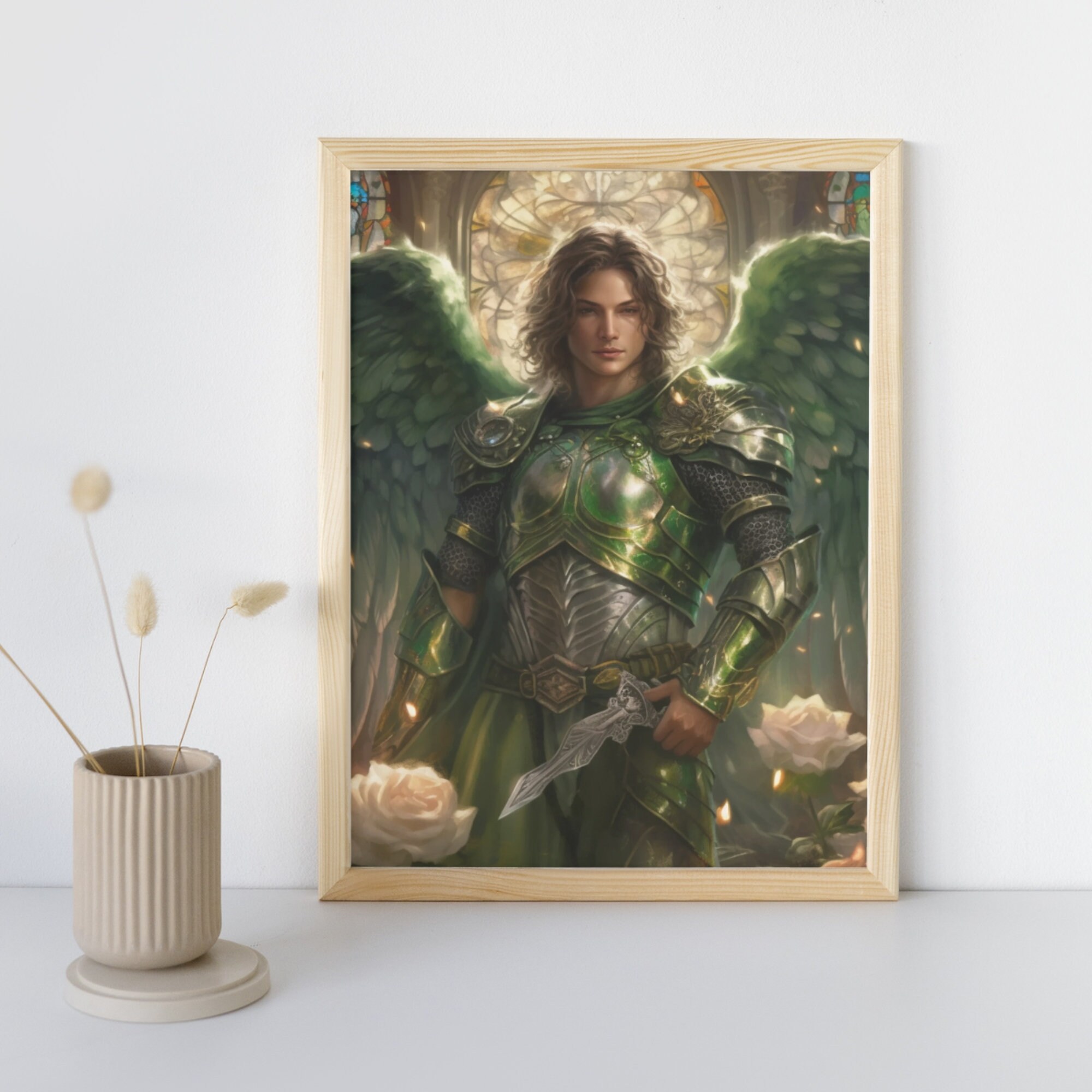 Archangel Barachiel Printable Angel Wall Art in 4 Sizes and Phone Wallpaper Digital Angelic Art ...