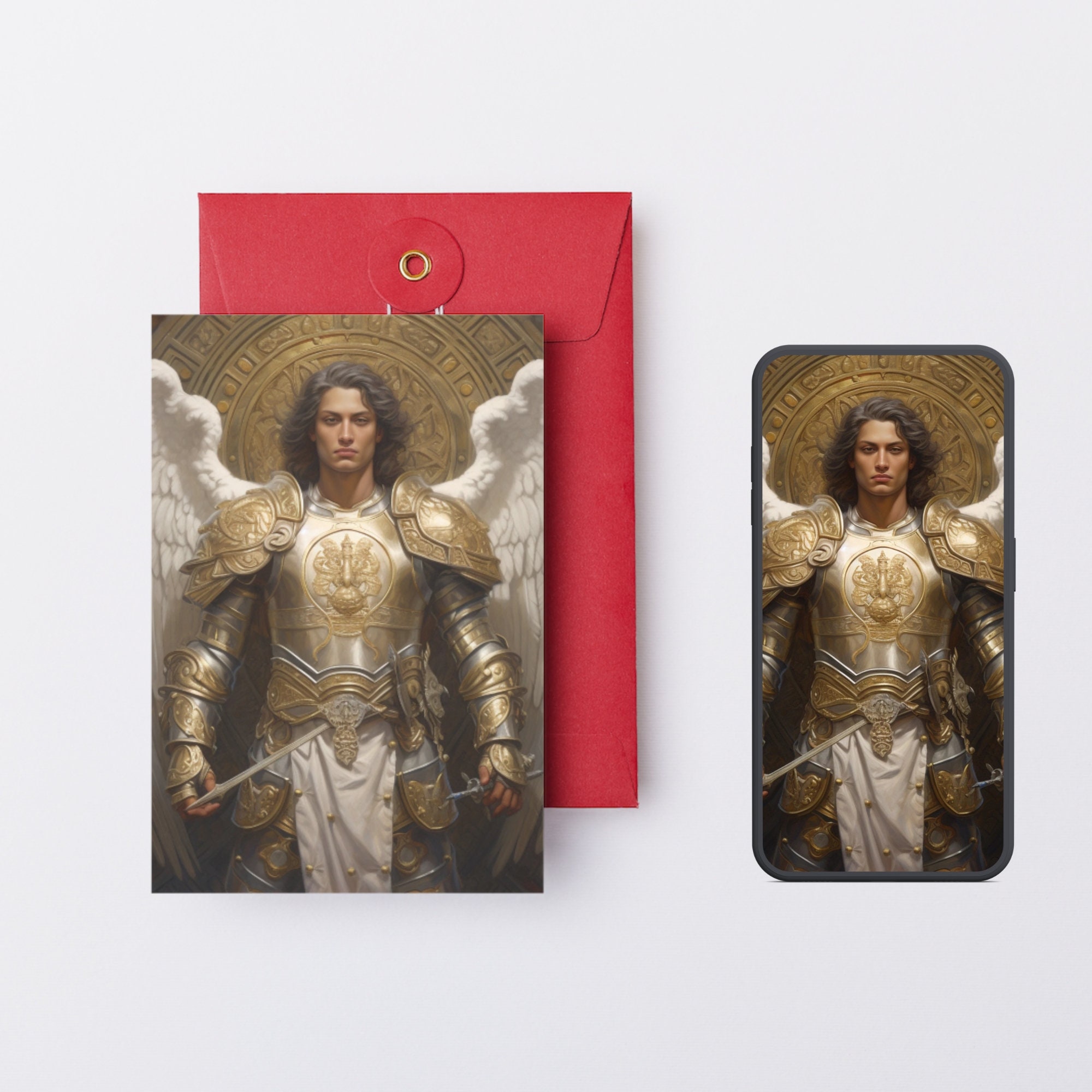Archangel Gabriel Printable Angel Wall Art in 4 Sizes and Phone Wallpaper Digital Angelic Art ...