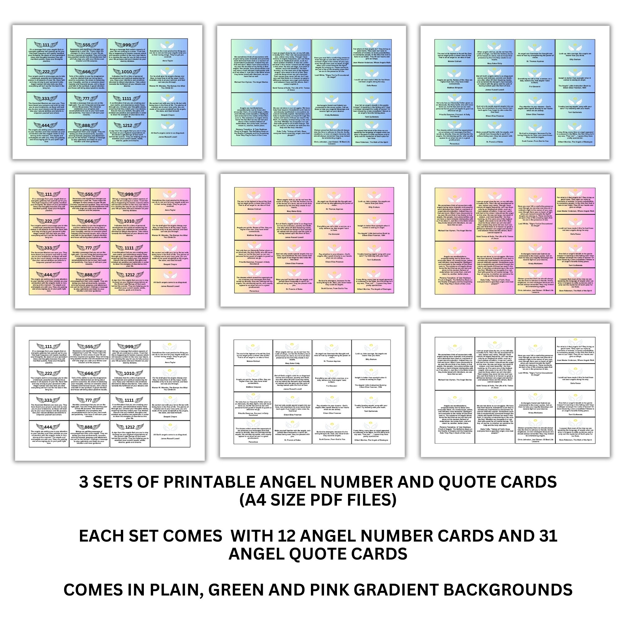 Angel Numbers Angel Quote Cards Printable Set Digital Download ...