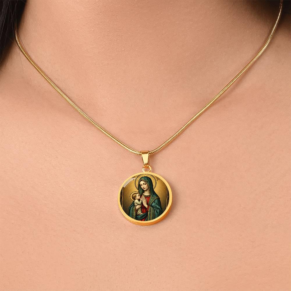 Mother of Perpetual Help Necklace - 18k Yellow Gold Plated Mother Mary ...