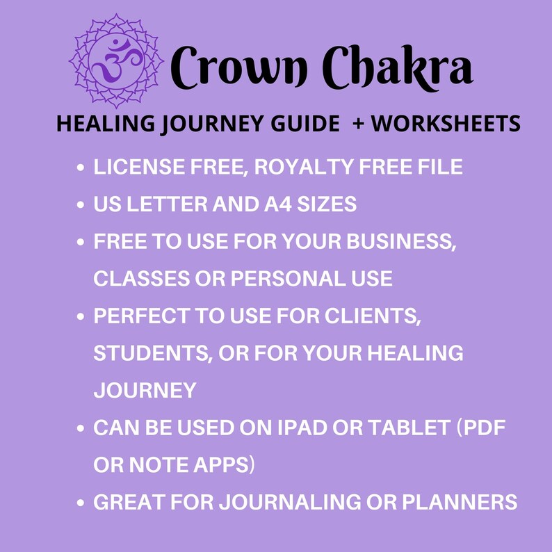 Crown Chakra Healing Guide Printable Worksheets Chakra Printable ...