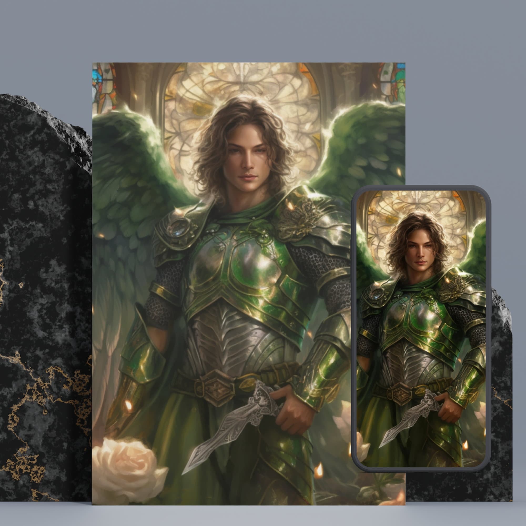 Archangel Barachiel Printable Angel Wall Art in 4 Sizes and Phone Wallpaper Digital Angelic Art ...