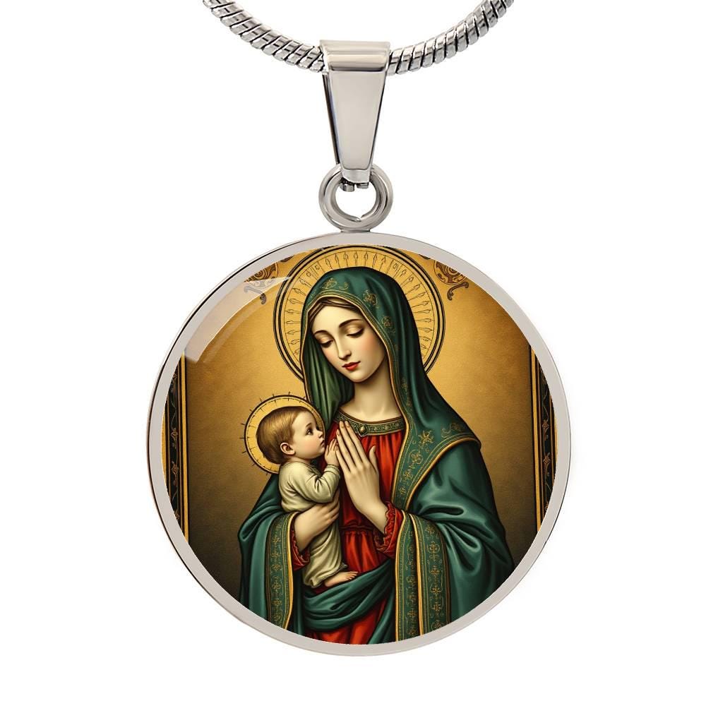 Mother of Perpetual Help Necklace - 18k Yellow Gold Plated Mother Mary ...