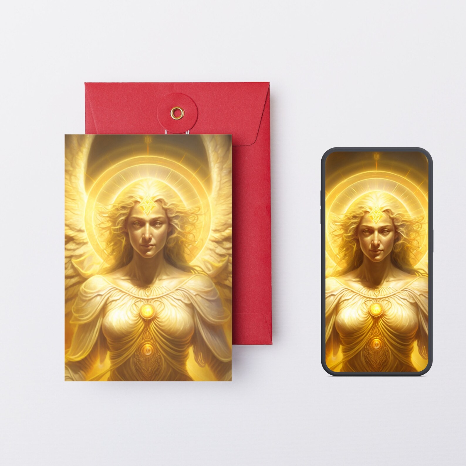 Archangel Jophiel Printable Angel Wall Art in 4 Sizes and Phone Wallpaper Digital Angelic Art ...
