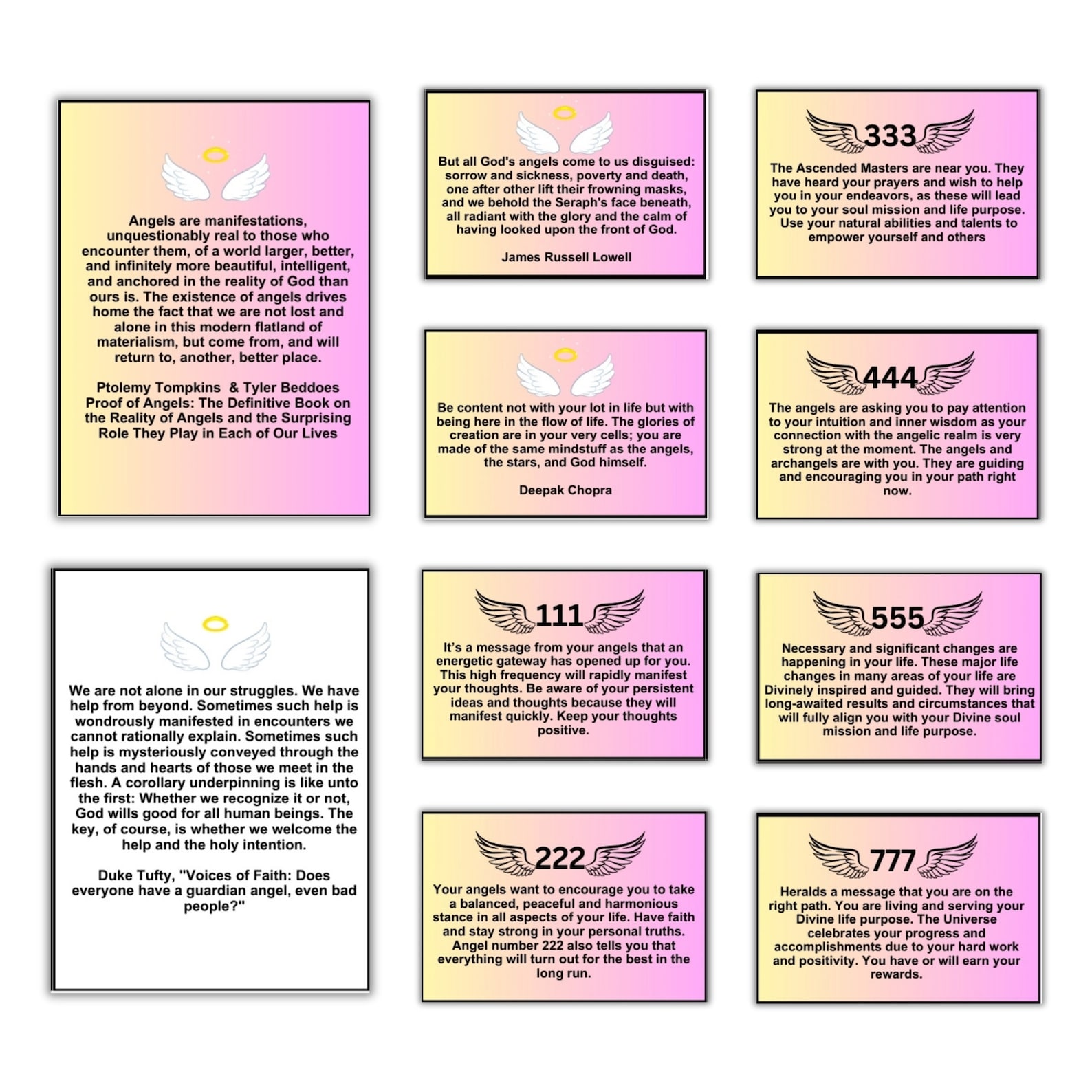 Angel Numbers Angel Quote Cards Printable Set Digital Download ...
