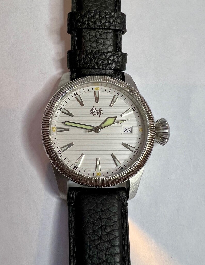 Seiko Mod 39mm Vintage Style Automatic Watch, Onion Crown, NH35 Movement, White Dial W/ Black ...