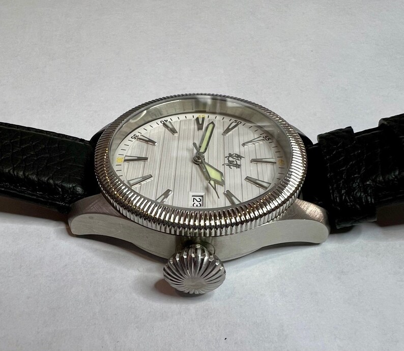 Seiko Mod 39mm Vintage Style Automatic Watch, Onion Crown, NH35 Movement, White Dial W/ Black ...