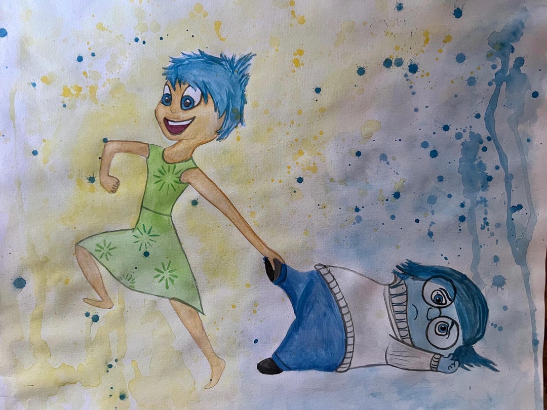 Inside Out Joy and Sadness Disney Pixar Watercolor Painting Art - Etsy