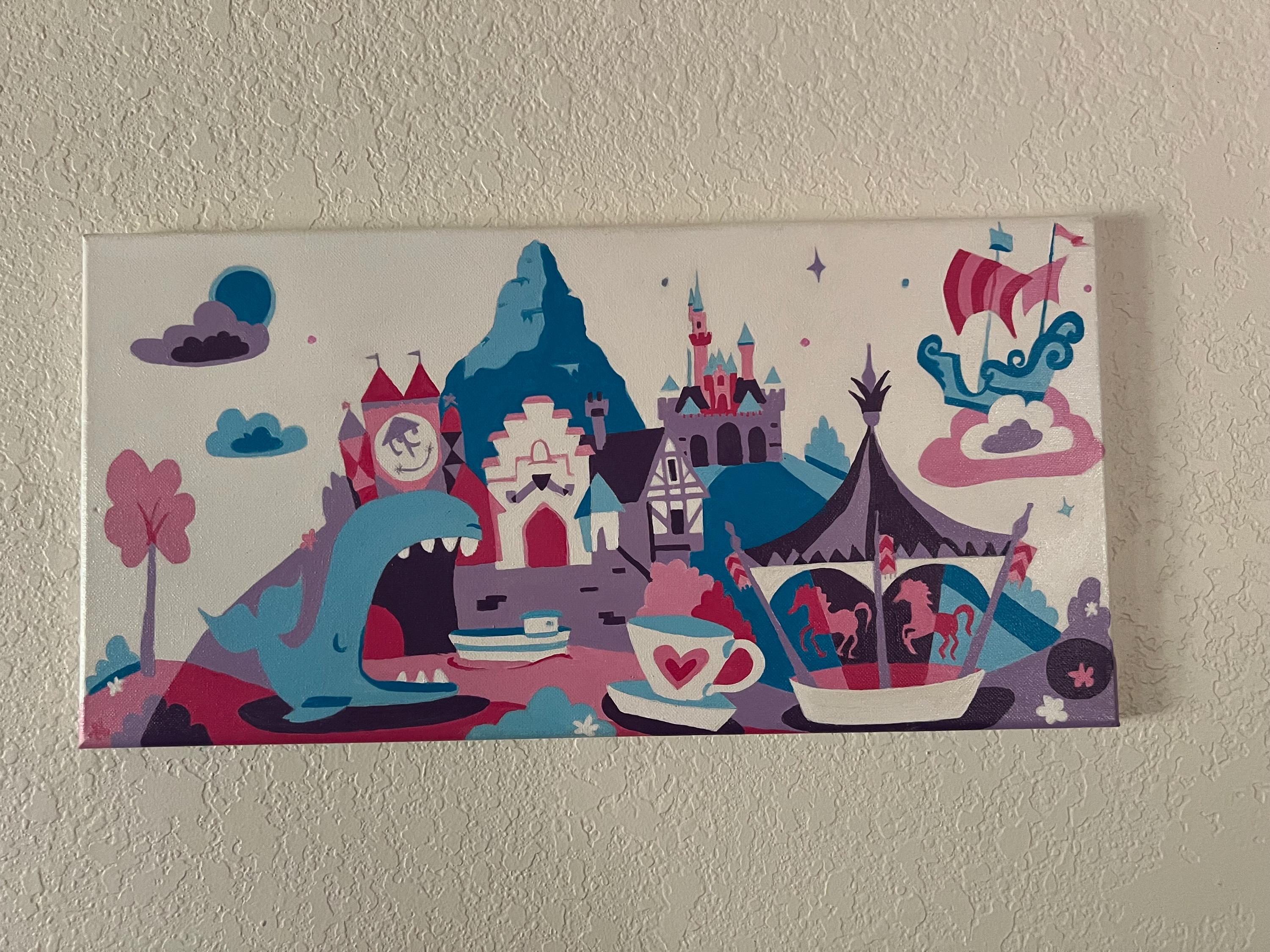 Disneyland Fantasyland Cartoon Disney Painting Carousel Teacups Kids - Etsy
