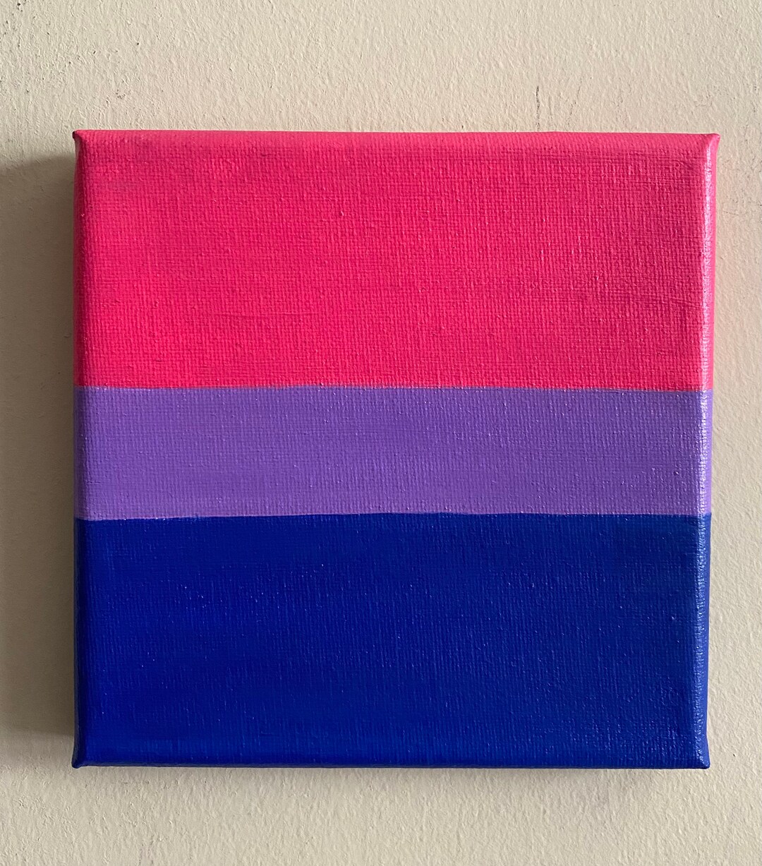 Bi Flag Painting, Bisexual Pride / Pink, Purple, Blue / Small Acrylic ...