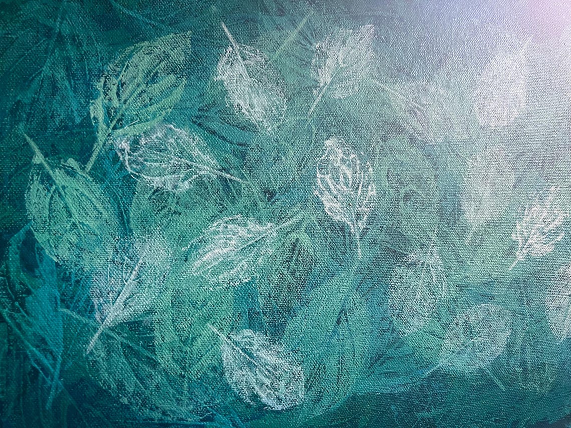 Greenleaves- Lead Art, Leaf Painting, Abstract Modern Art, Wall Decor ...