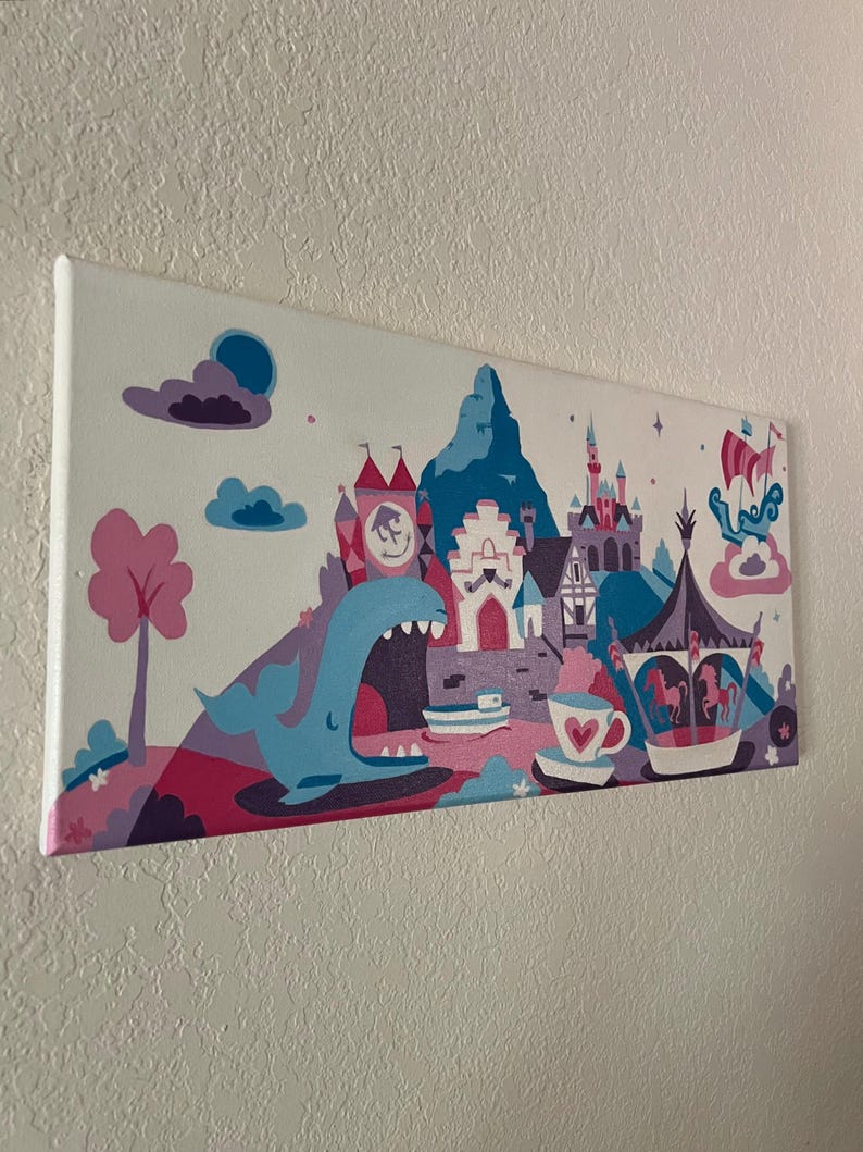 Disneyland Fantasyland Cartoon Disney Painting Carousel Teacups Kids - Etsy