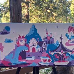 Disneyland Fantasyland Cartoon Disney Painting Carousel Teacups Kids - Etsy
