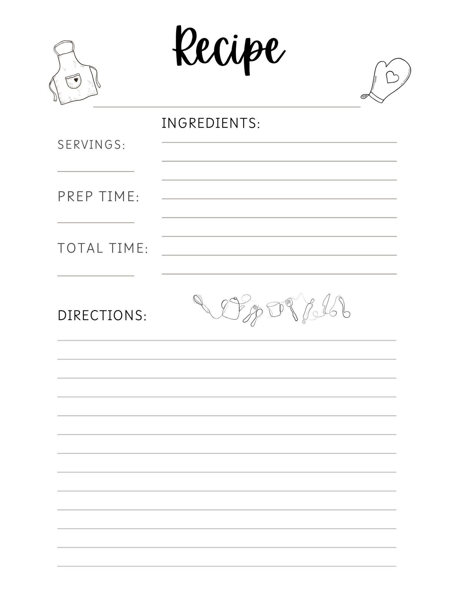 Printable and Editable PDF Recipe Book Template for Meal Planning ...